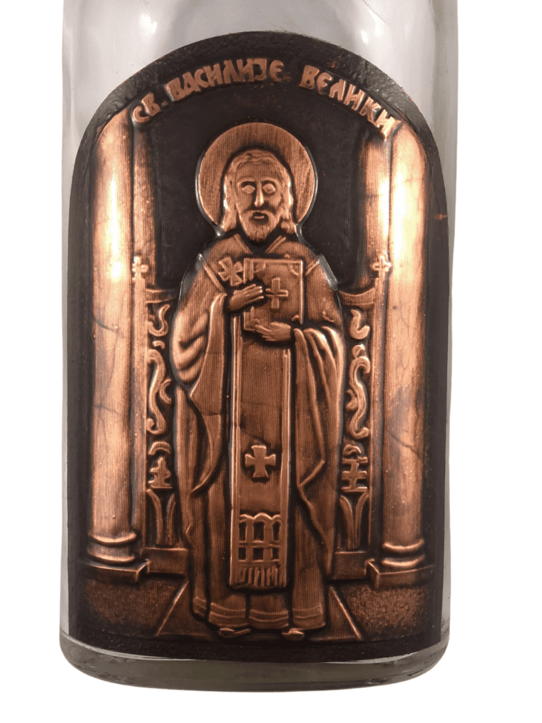 STAKLENA FLAŠA- DRVENI KRST- SVETI VASILIJE VELIKI – Radnja za izradu suvenira